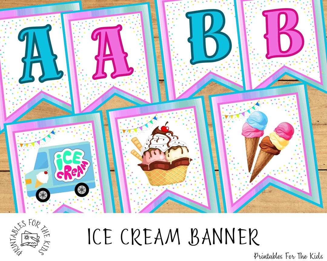 Ice Cream Birthday Party Banner, End of Year Ice Cream Social ...