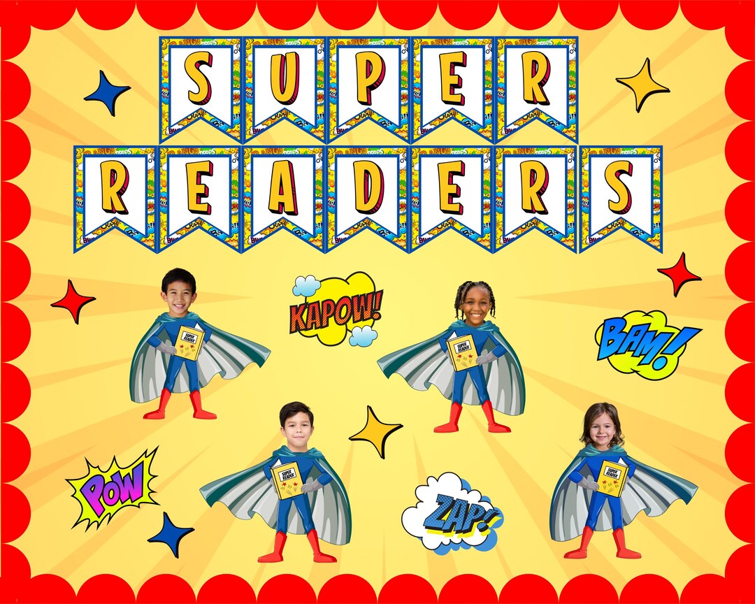 Superhero Reading Bulletin Board Kit: Classroom Wall Decor - Etsy