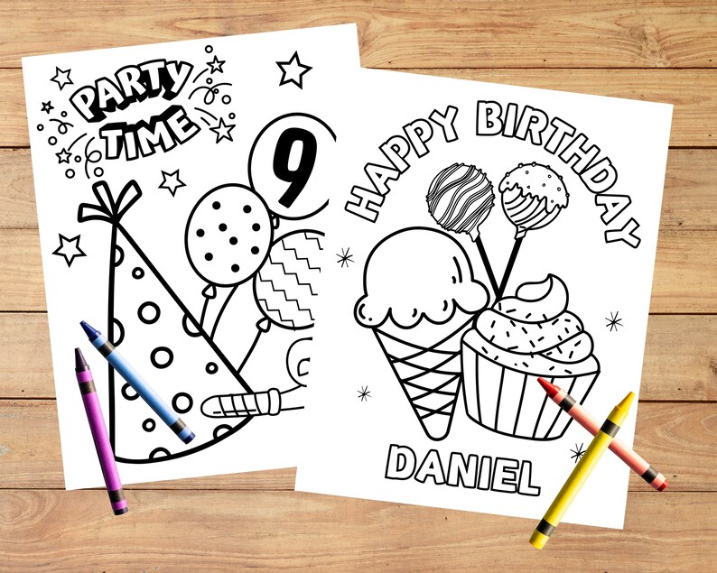 Personalized Birthday Coloring Pages for Kids, Customized Birthday ...