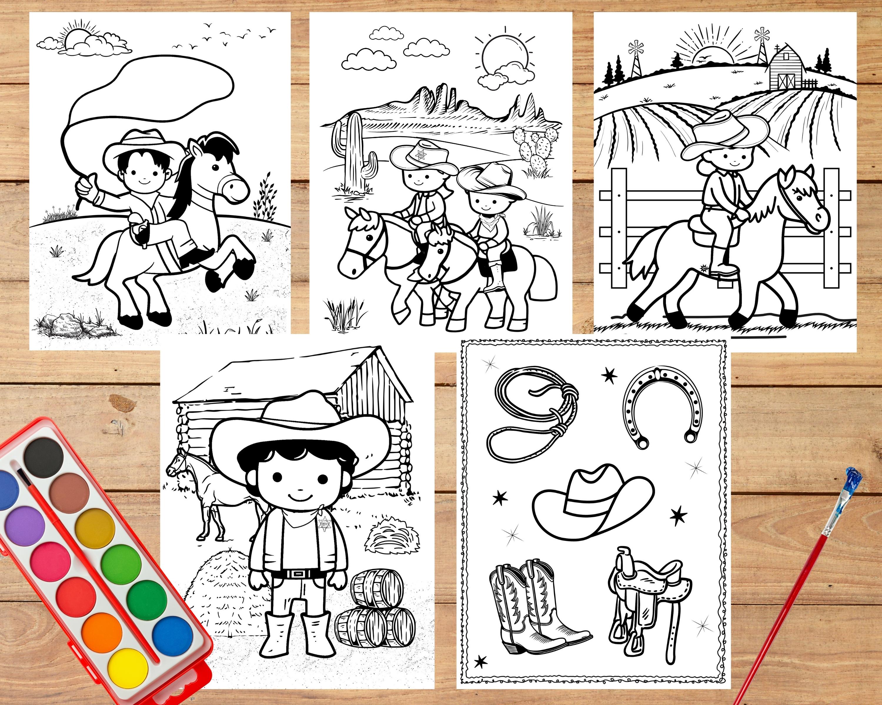 Wild West Coloring Pages: Cowboy & Cowgirl Theme Printable - Etsy
