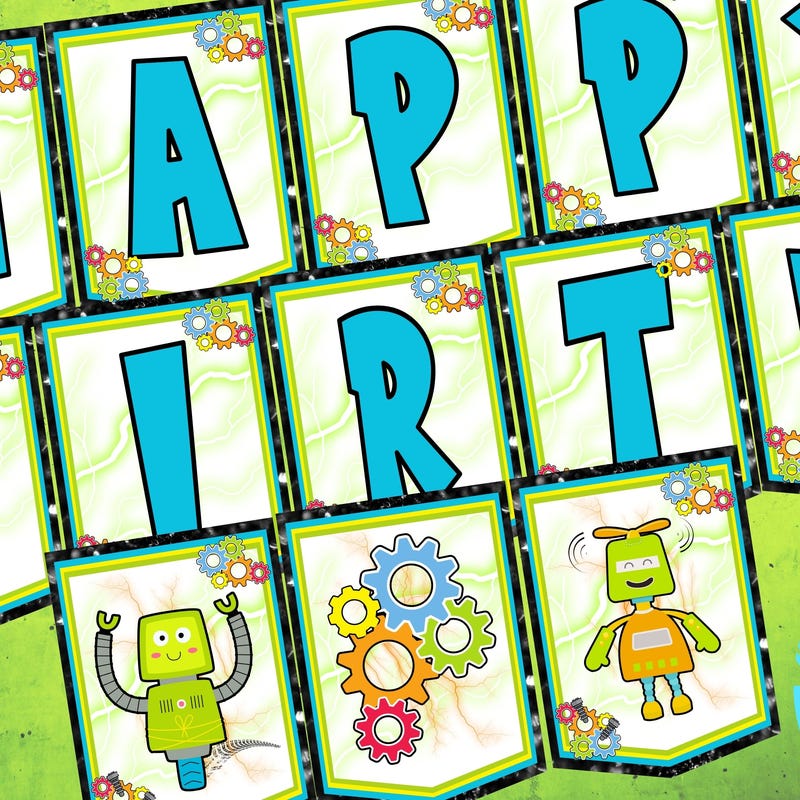 Robot Banner - Etsy
