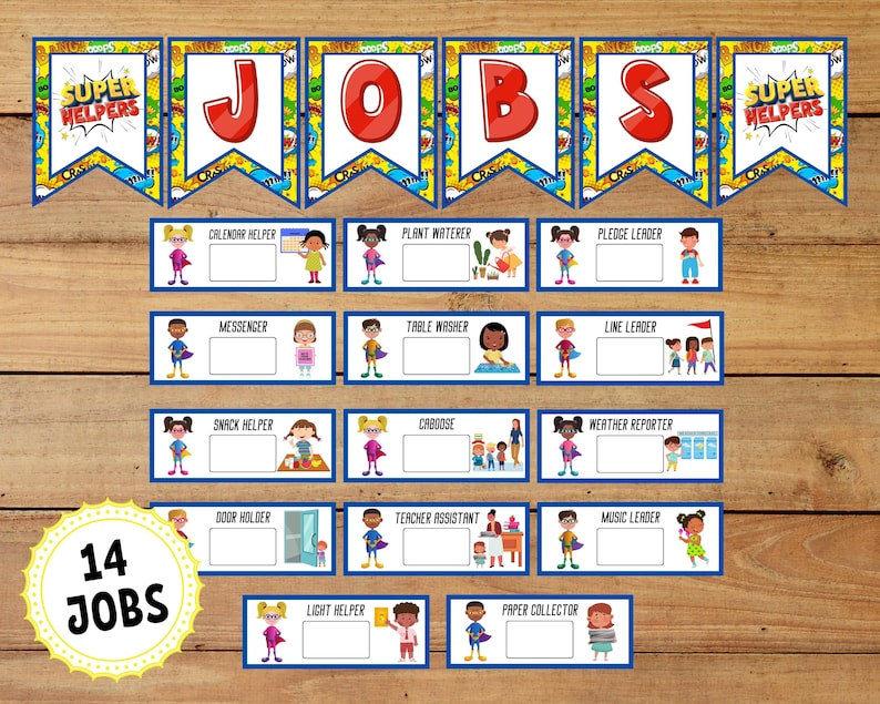 Classroom Job Chart, Class Chore Chart, School Job Labels, Classroom ...