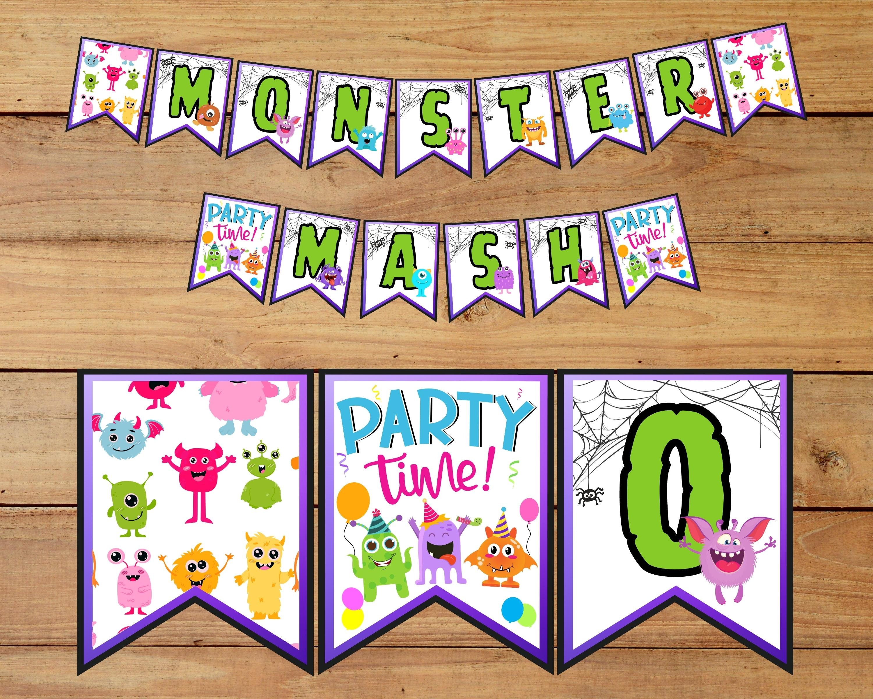 Monster Mash Party Banner Halloween Party Decor Monster - Etsy