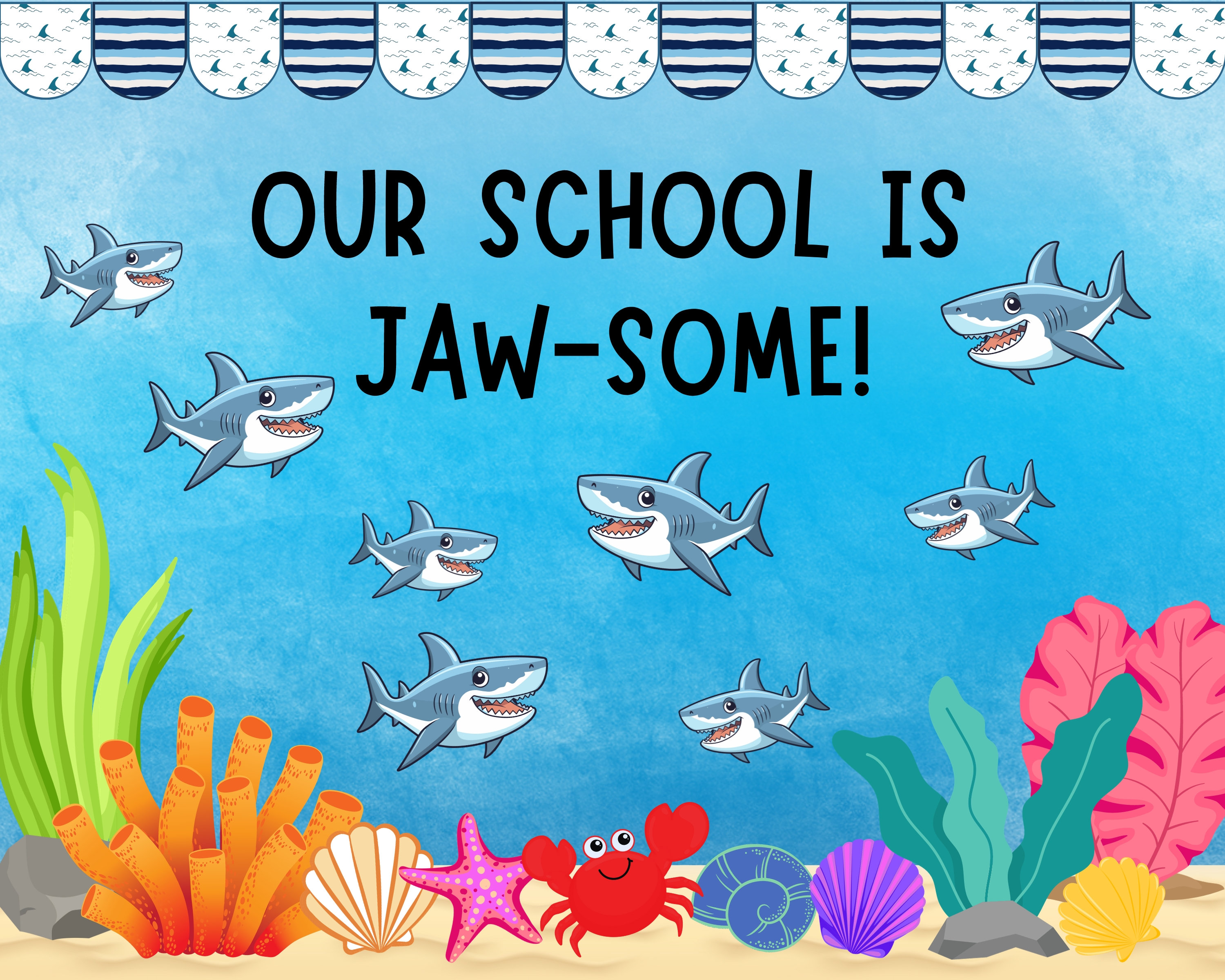 Under the Sea Bulletin Board Kit: Shark Theme Decor - Etsy