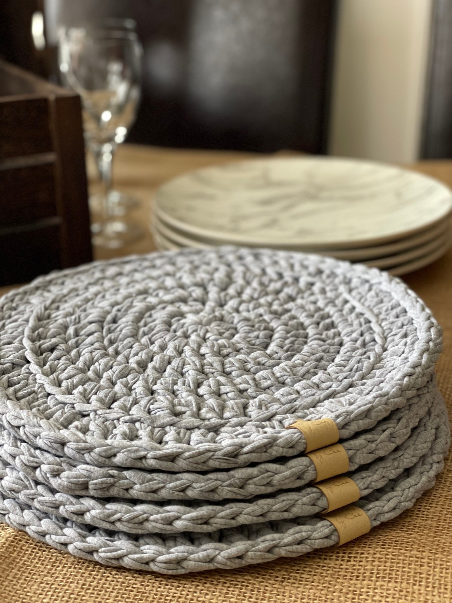 Circular Crochet Table Mats, Placemats, Tableware, Home Decor, Dining ...