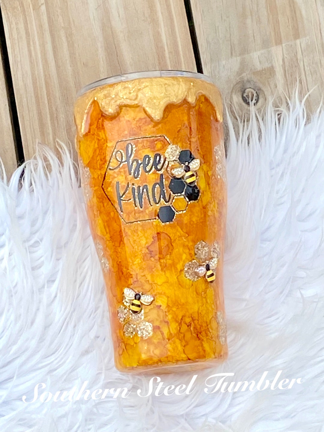 Bee Tumbler, 3D Honey Bee Drip, Glitter Tumbler, Personalized Tumbler ...