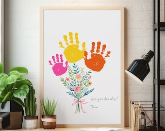 Mother's Day Handprint Art Craft Grandma's Day Birthday Card Thank You ...
