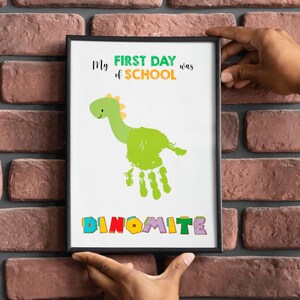 First Day of School Dinosaur Handprint Art Craft, Back to School ...