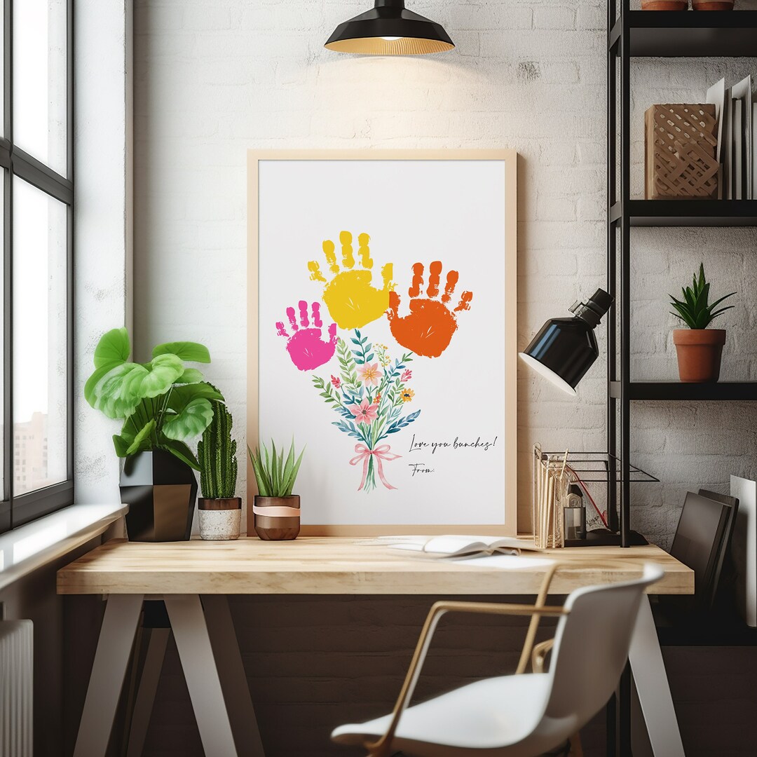 Happy Birthday Card Flower Handprint Valentine Keepsake Mothers Day ...