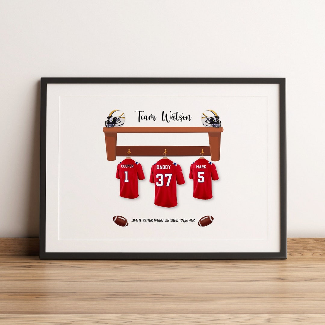 Personalized NFL Football Jersey Family Print, Custom Fathers Day Gift ...