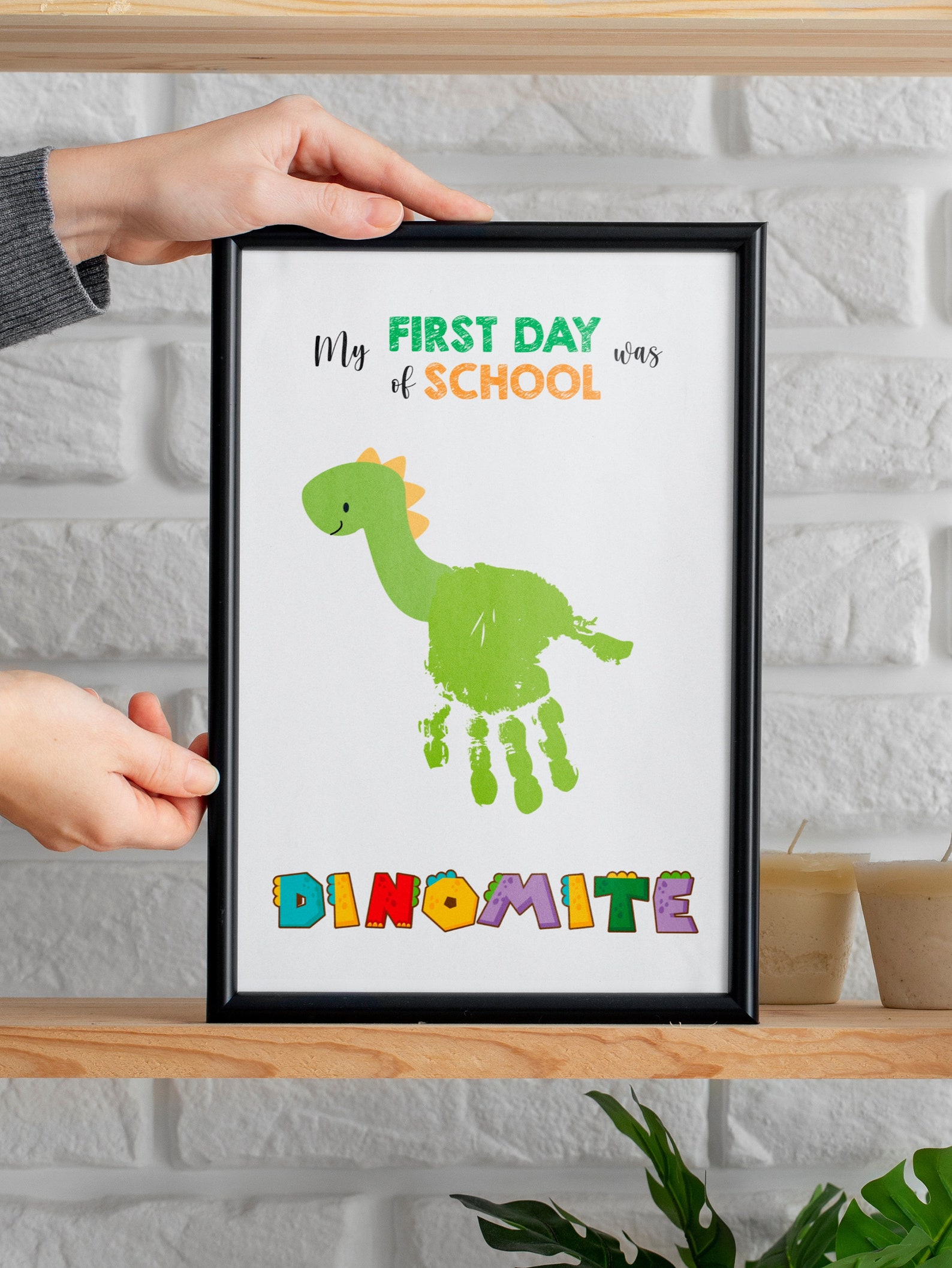 First Day of School Dinosaur Handprint Art Craft, Back to School ...