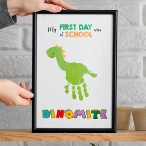 First Day of School Dinosaur Handprint Art Craft, Back to School ...