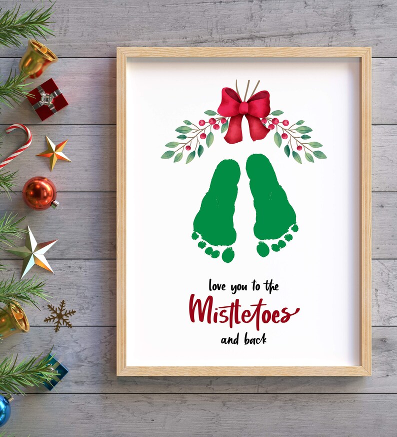 Mistletoe Christmas Footprint Art Craft, Holiday Craft, School Activity ...