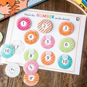 Match Numbers on the Donuts Printable, Toddler Activities, Toddler Busy ...