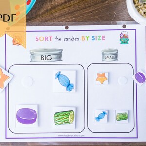 Sort the Size - Halloween Candy Printable, Busy Book Printable ...