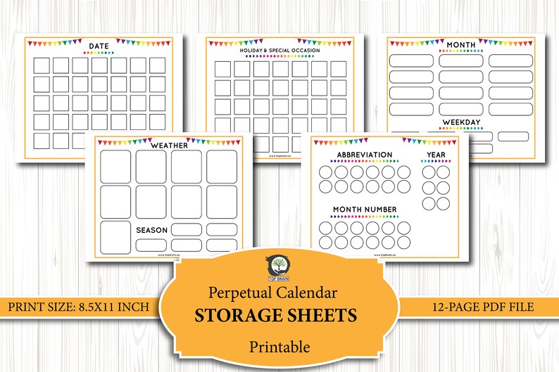 Printable Perpetual Calendar Kids Calendar Classroom Calendar - Etsy