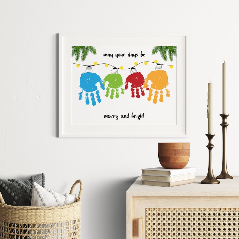 Christmas Lights Handprint Art Craft, Christmas Handprint Craft, DIY ...