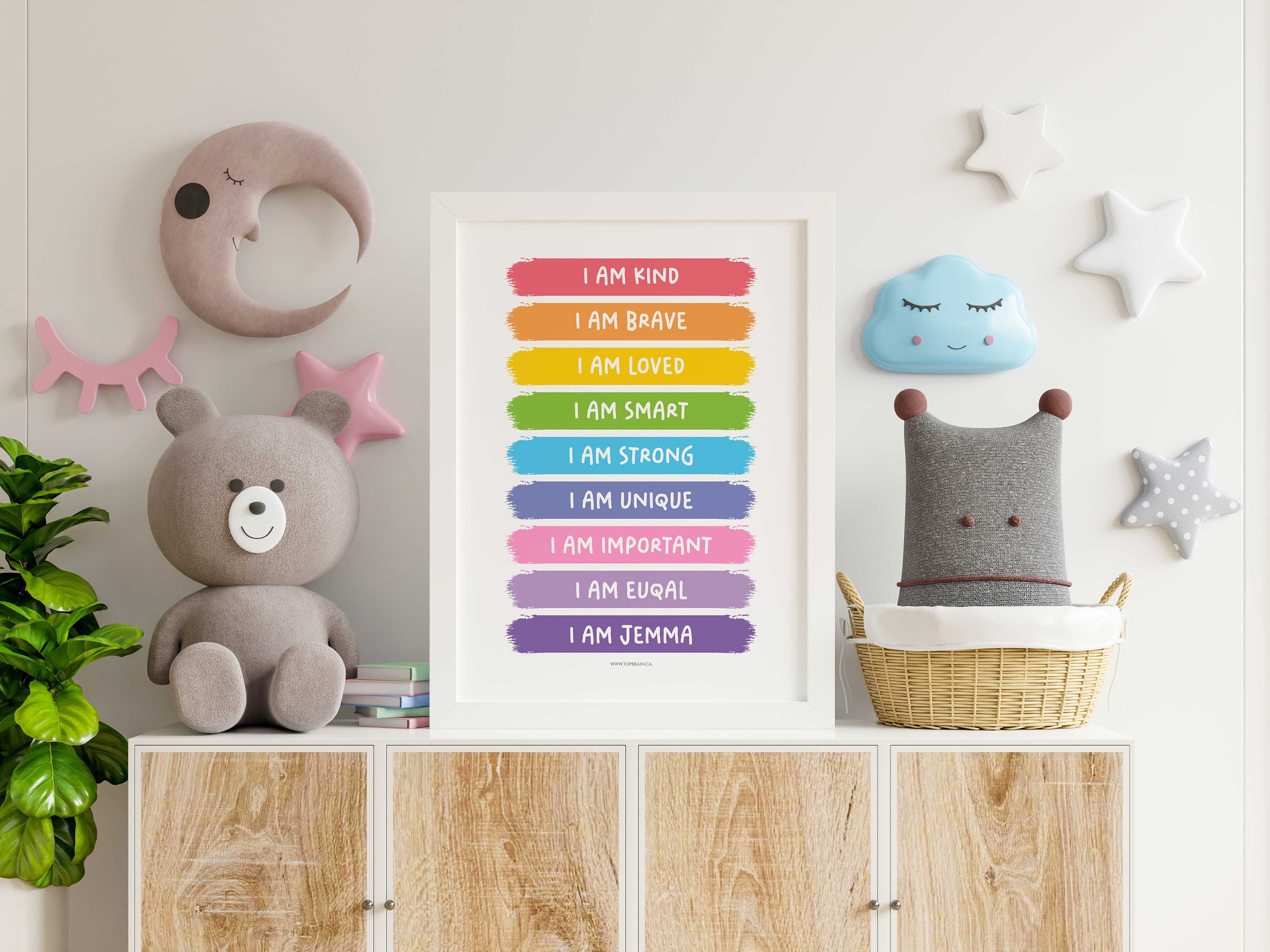 Personalized Positive Affirmation Poster Wall Art, Educational Playroom ...