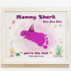 Mommy Shark Handprint Footprint Art Craft, Kids DIY Gift for Mum ...