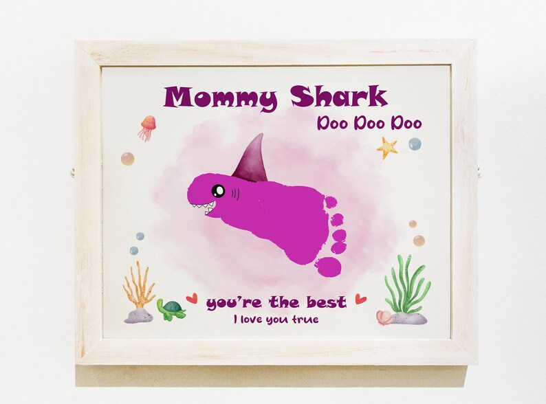 Mommy Shark Handprint Footprint Art Craft, Kids DIY Gift for Mum ...