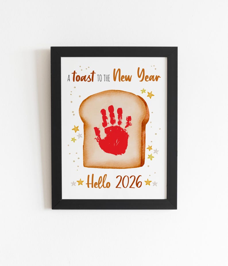 New Years 2026 Art Craft, Handprint Footprint Art, Toast to the New ...