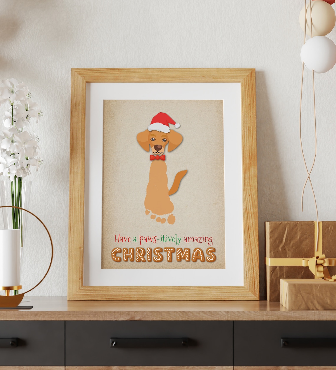 Golden Retriever Dog Baby Footprint for Christmas, Christmas Handprint ...