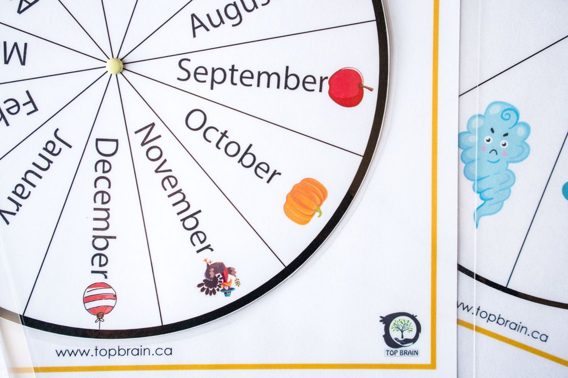 Days of the Week Month Year Printable Wheel for Pre-school | Etsy