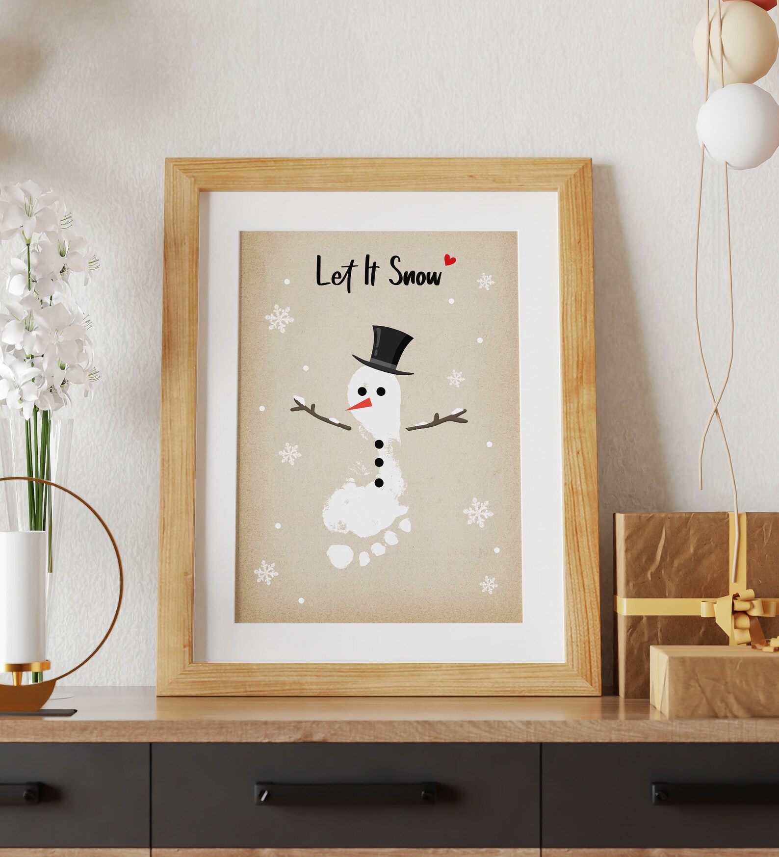 Snowman Footprint Handprint Art Craft, Christmas Gift for Grandparents ...