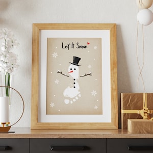 Snowman Footprint Handprint Art Craft, Christmas Gift for Grandparents ...