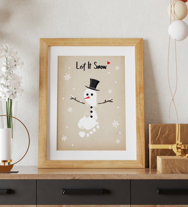 Snowman Footprint Handprint Art Craft Christmas Gift for - Etsy
