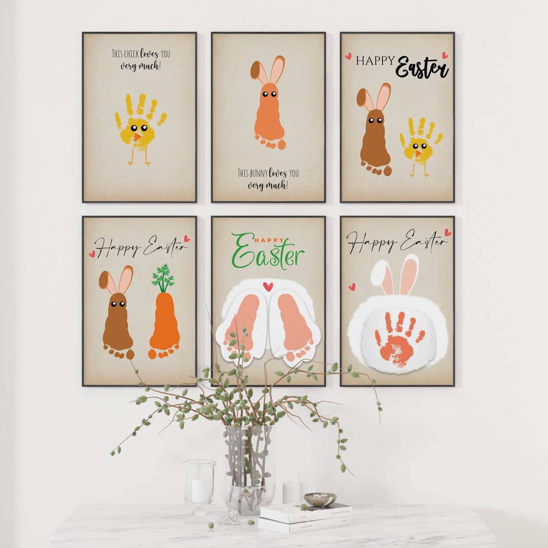 Bunny Chick Easter Handprint Footprint Art DIY Craft Set of 6 + 1 ...
