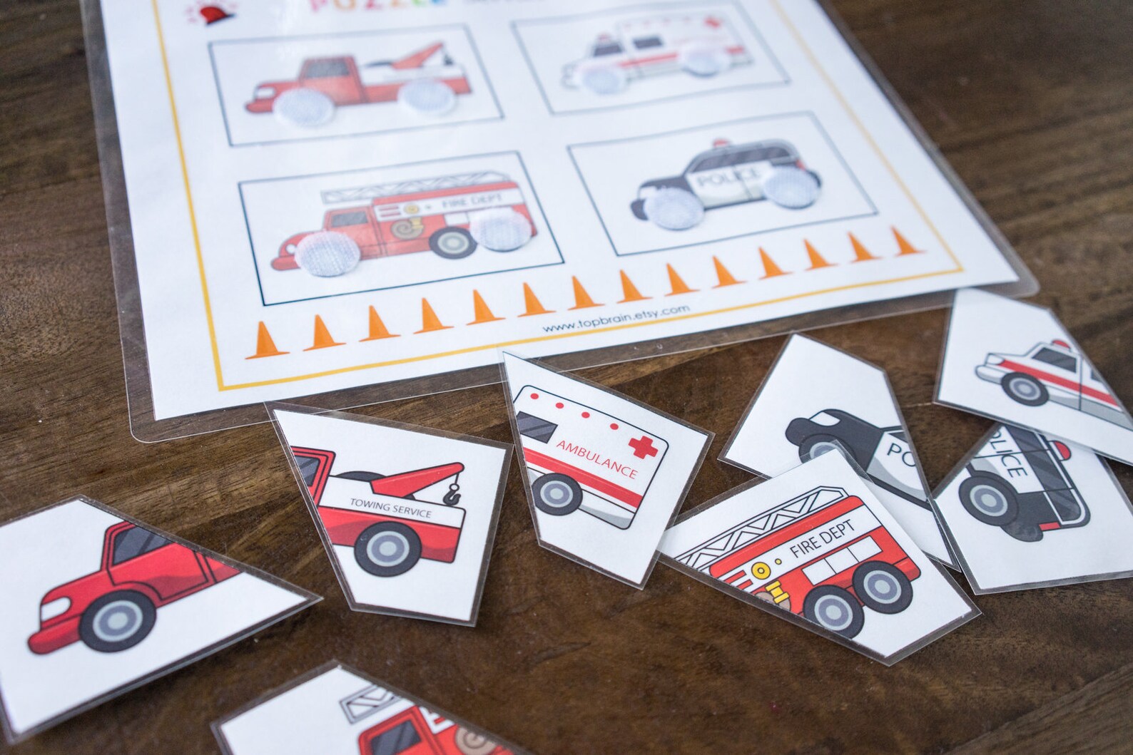 Service Vehicles Puzzle Printable Preschool Curriculum | Etsy Canada