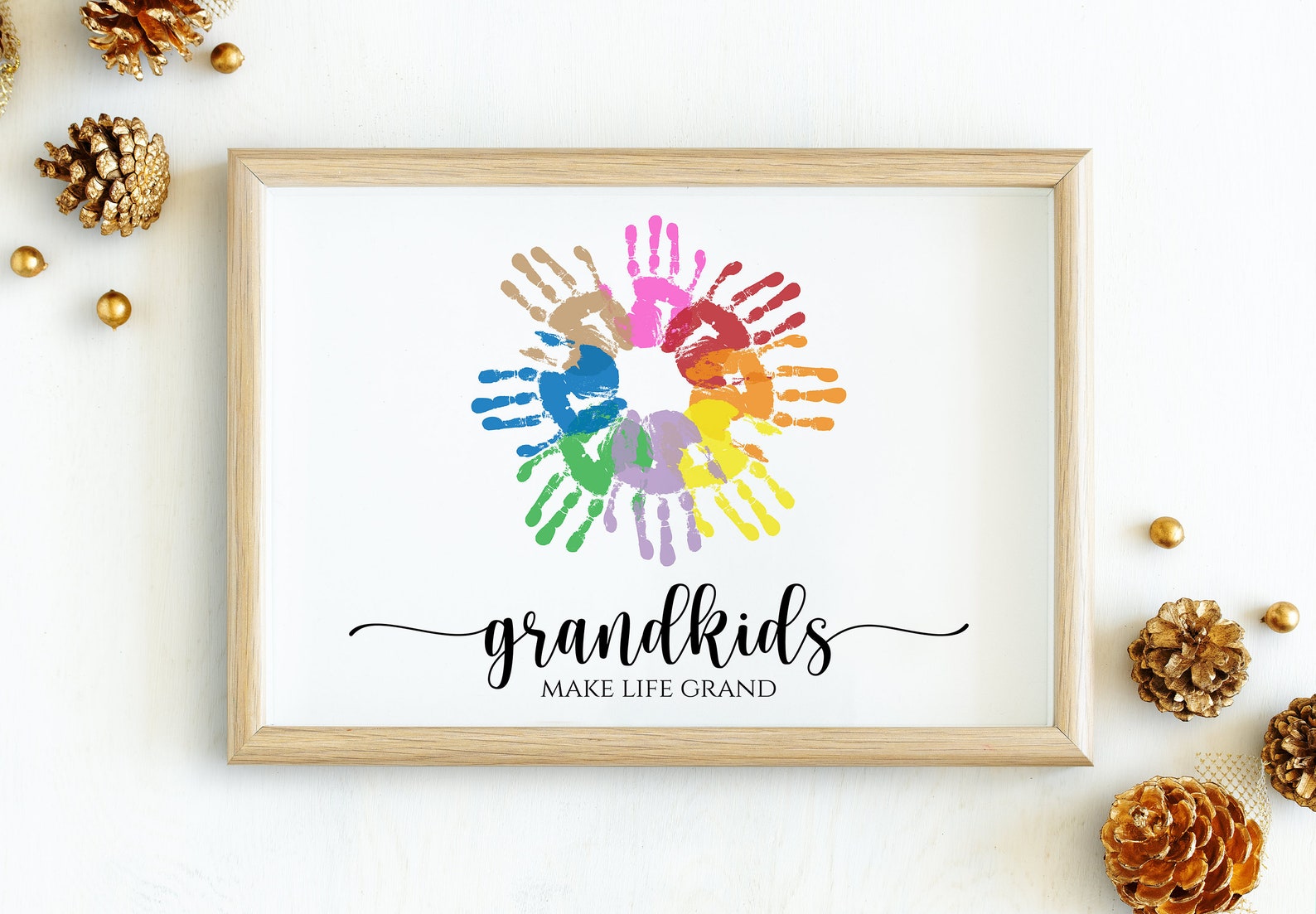 Grandkids Make Life Grand Handprint Art, Grandparents Gift, Christmas ...