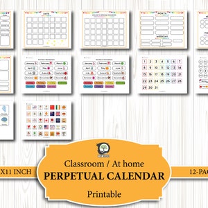 Printable Perpetual Calendar for Kids Circle Time Board, Preschool ...