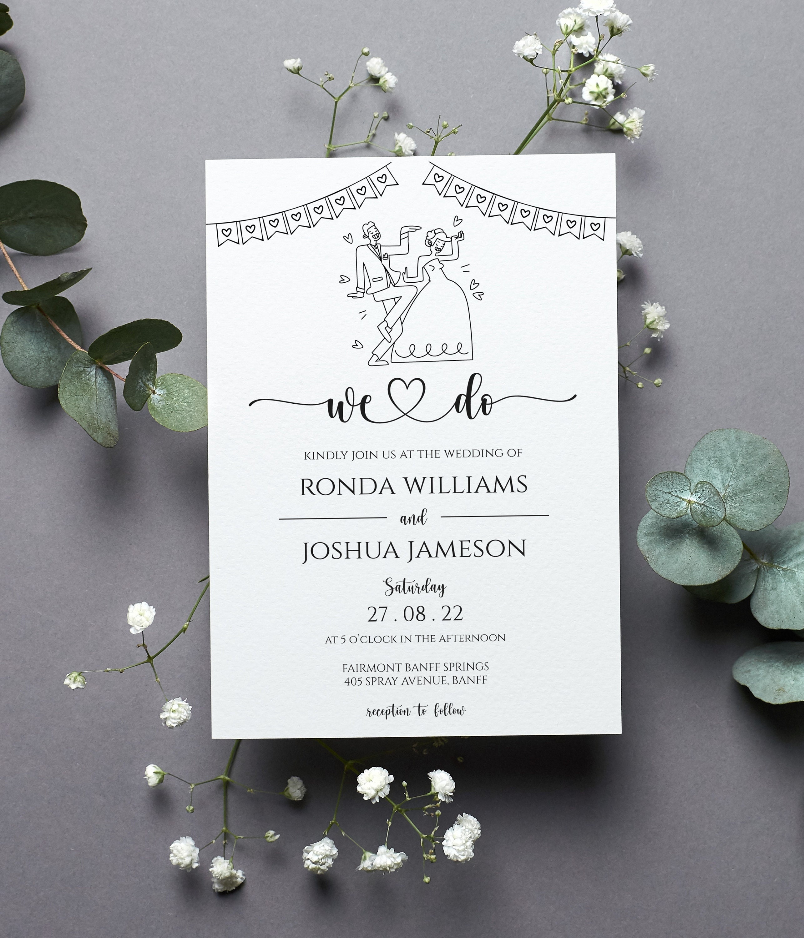 Personalized Couple Design Wedding Invitation (digital or Physical) - Etsy