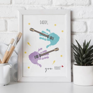 Handprint Art Craft for Kids, Daddy You Rock, Father's Day Birthday ...