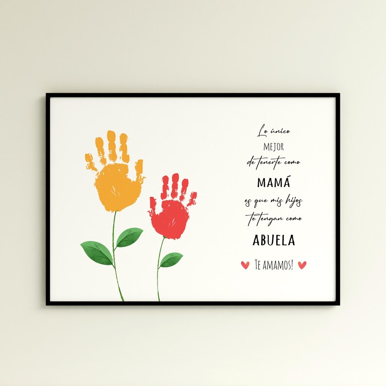 Flower Handprint for Grandma, Love Keepsake Floral Bouquet Mom Mother ...
