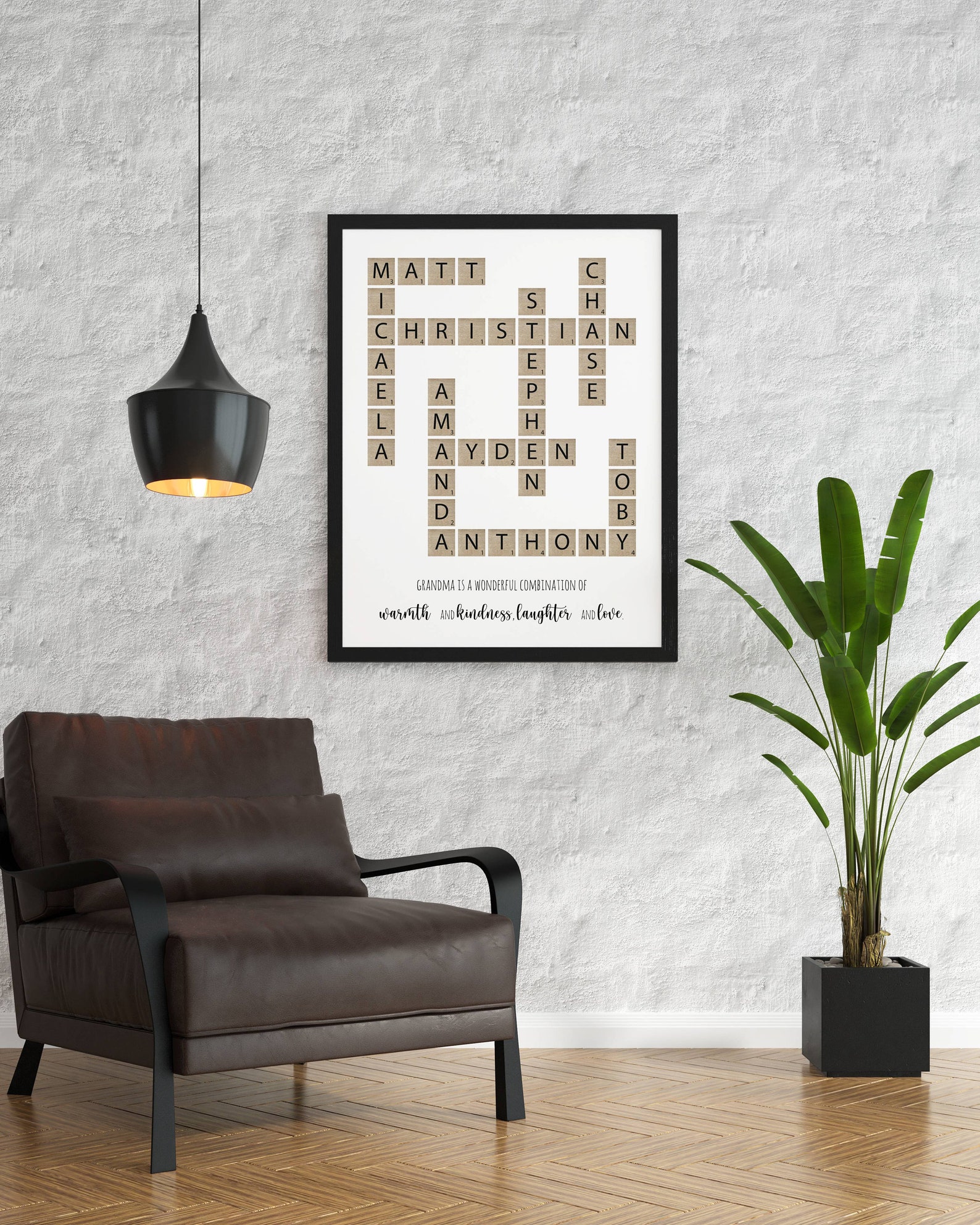Personalized Family Name Sign, Crossword Scrabble Print, Father's Day ...