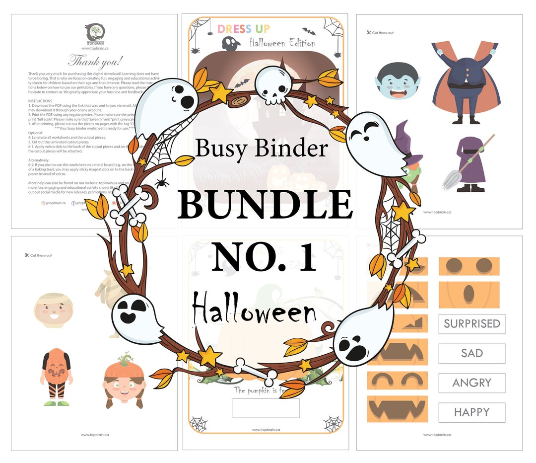 Halloween Busy Book Bundle No.1 Printable, Preschool Busy Binder ...