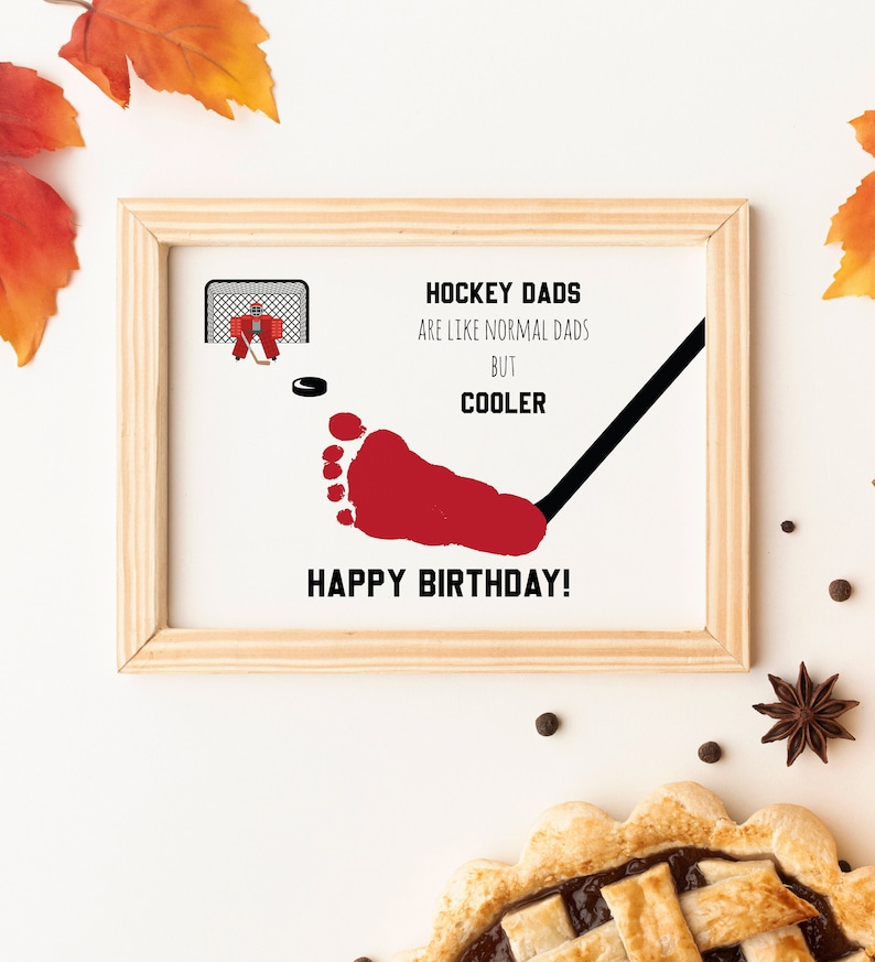 Hockey Dad Birthday Handprint Footprint Art Craft, Father's Day Gift ...