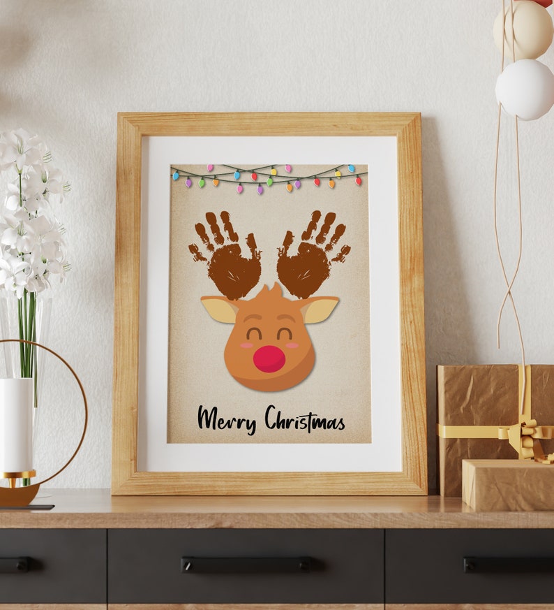 Reindeer Christmas Handprint Art, Footprint Art, Daycare Activities ...