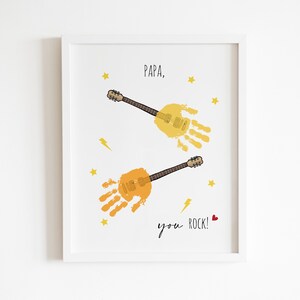Handprint Art Craft Kids, Papa You Rock, Father's Day Birthday, Kids ...