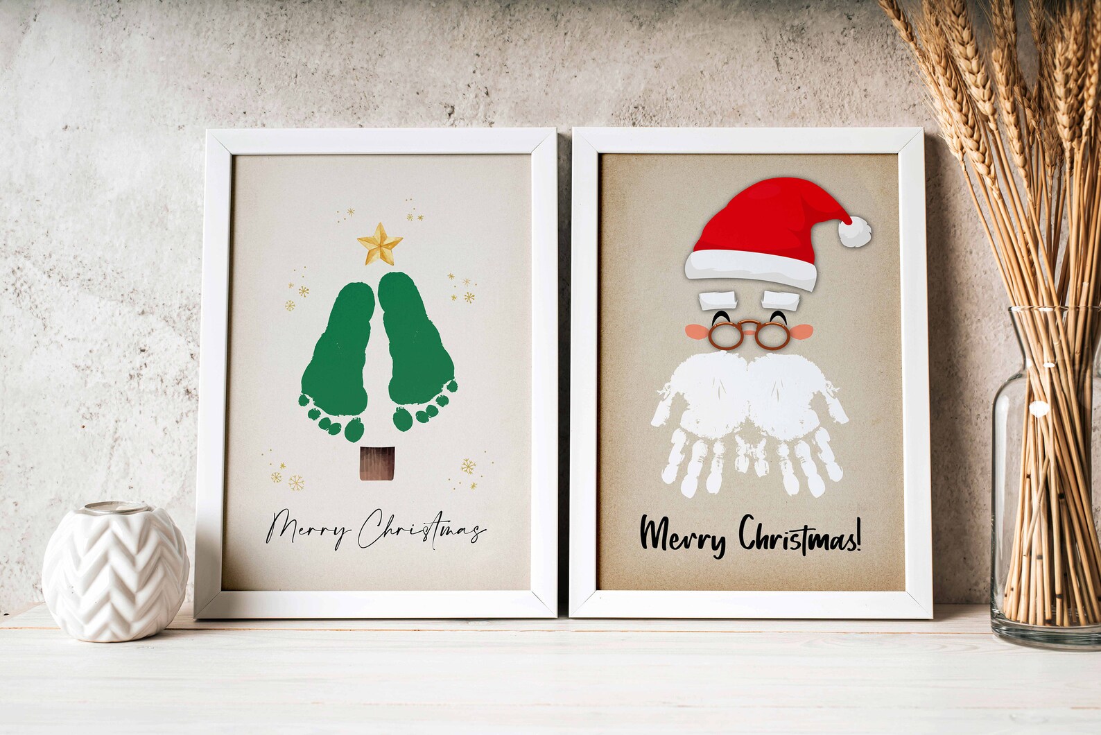 Christmas Handprint Footprint Art Craft Bundle, Christmas Gift for ...