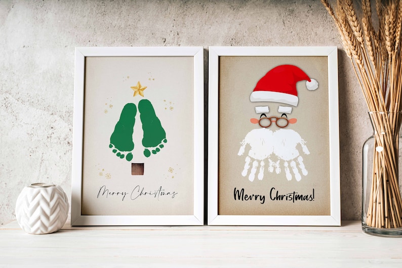 Christmas Handprint Footprint Art Craft Bundle, Christmas Gift for ...