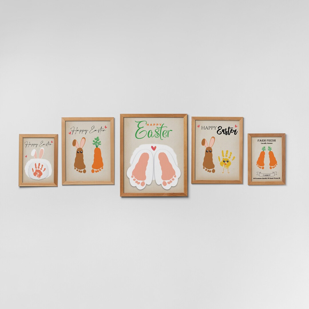 Bunny Chick Easter Handprint Footprint Art Craft Set of 6 + 1, Easter ...
