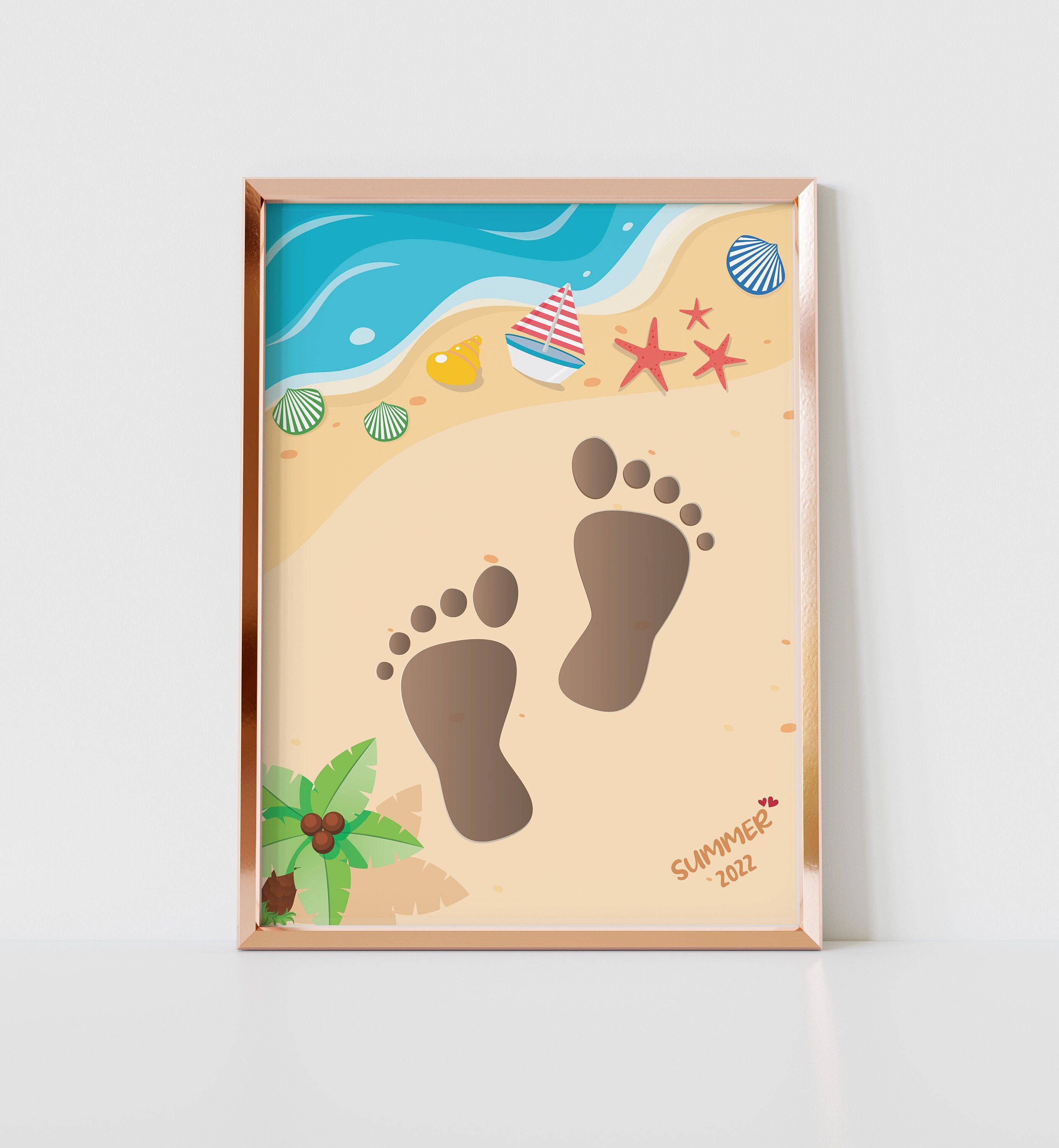 Summer Beach Handprint Footprint Art Craft Gift for Mom DIY - Etsy