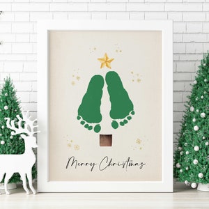 Christmas Tree Handprint Footprint Art Craft, Christmas Gift for ...