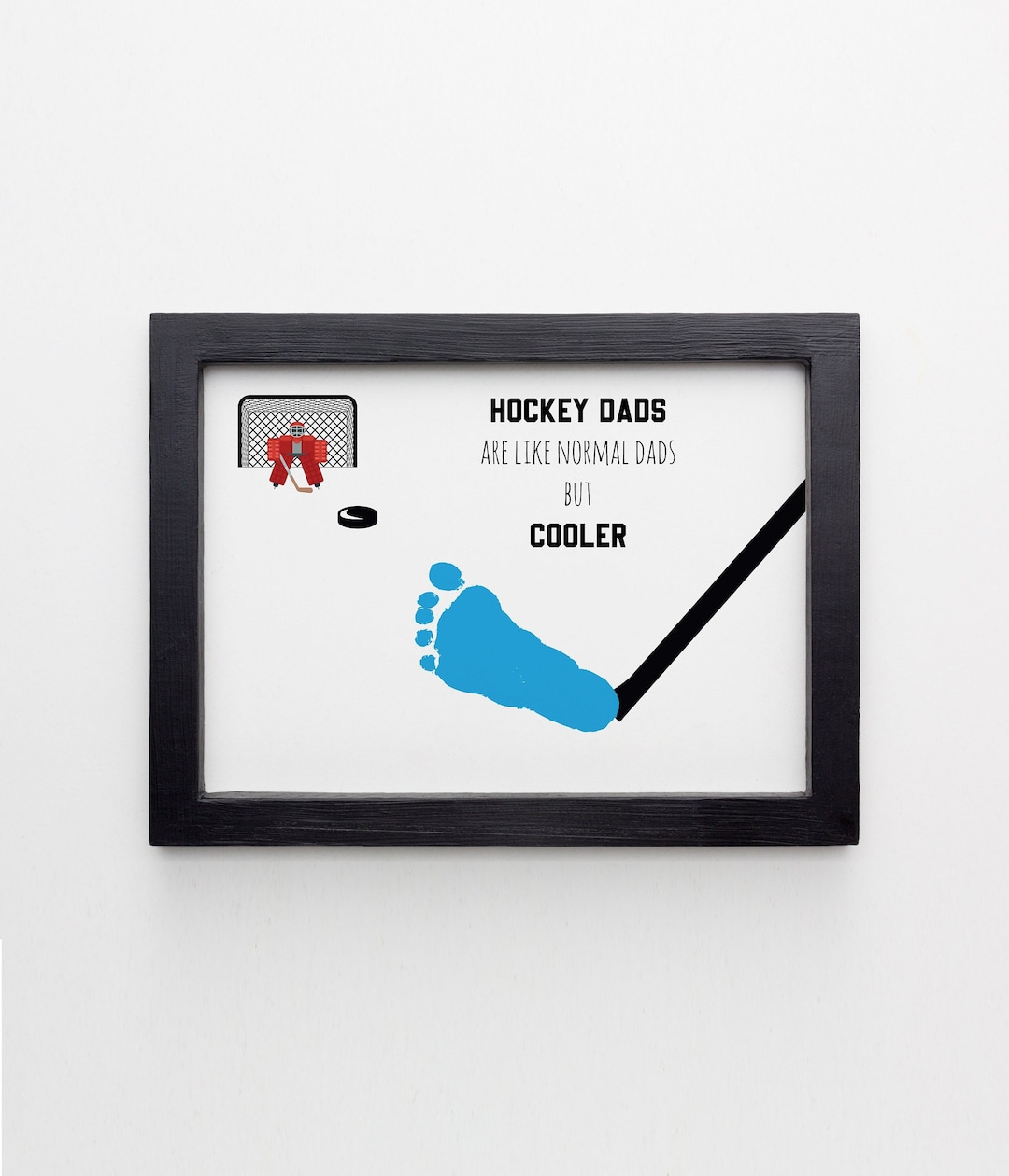 Hockey Dad Handprint Footprint Art Craft, Hockey Family Gift, DIY Baby ...