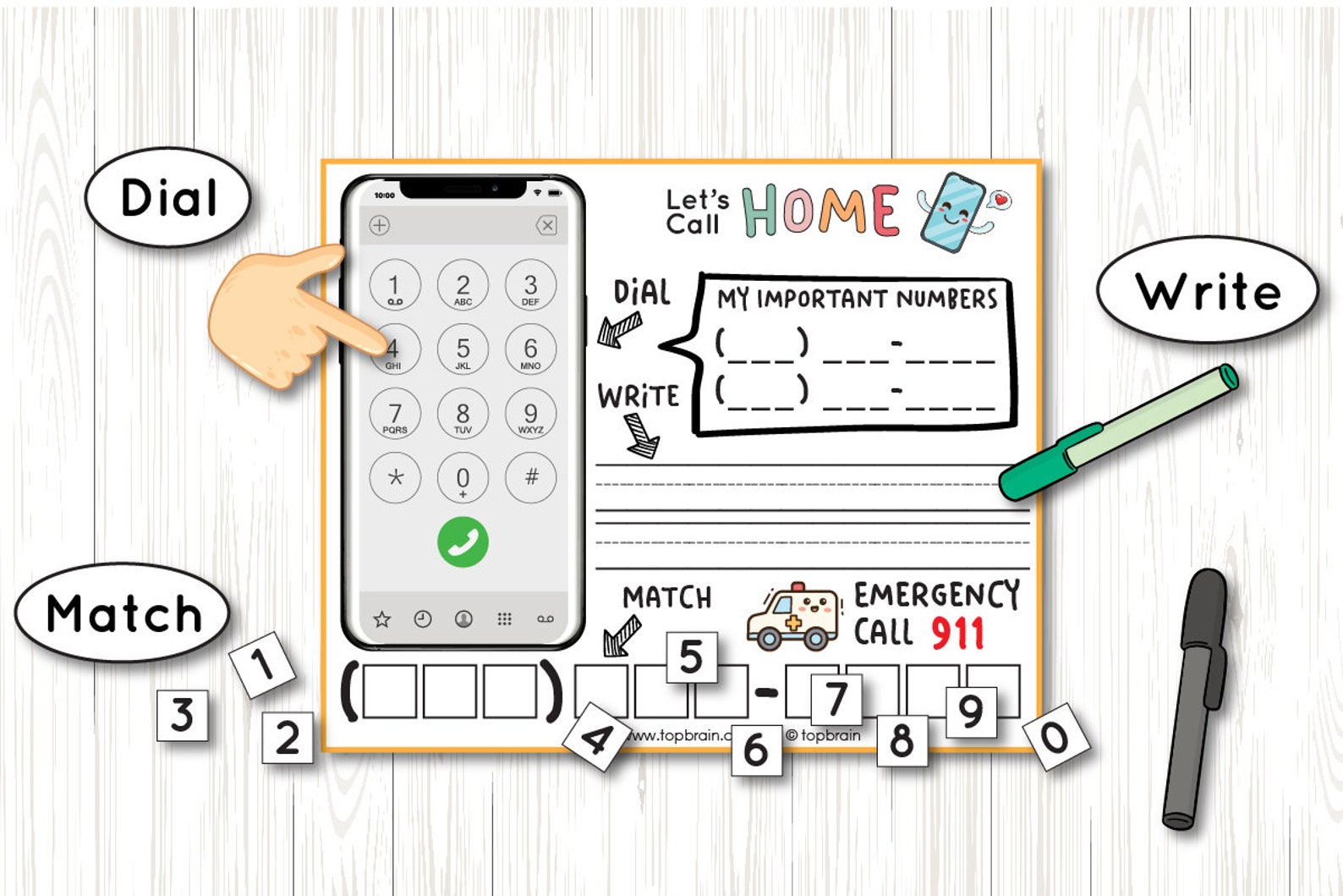 Kids Phone Number Practice Printable Kids Life Skills | Etsy