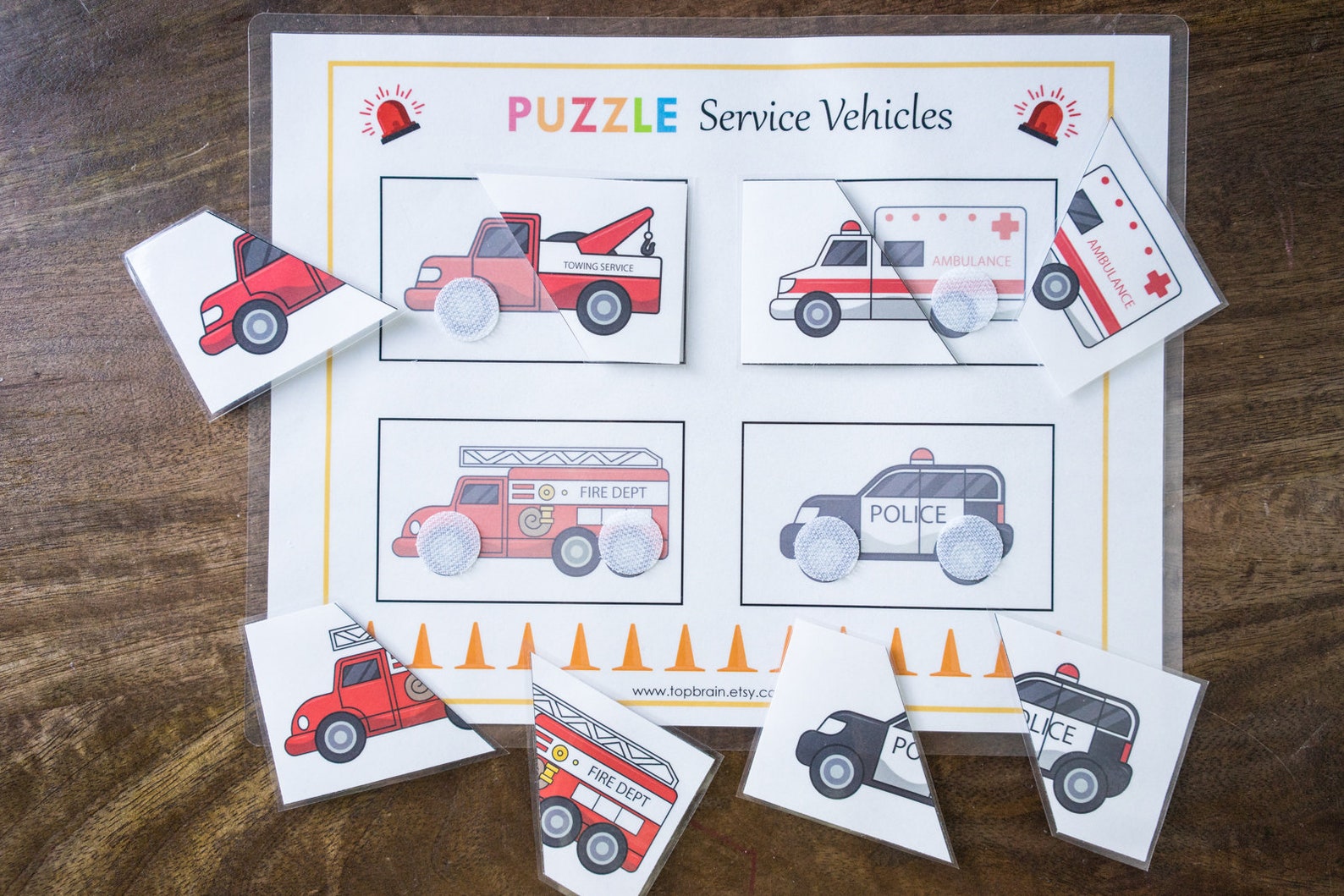 Service Vehicles Puzzle Printable, Preschool Curriculum, Toddler ...